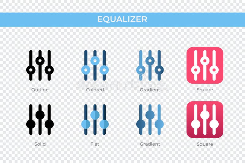 Equalizer Icon in Different Style. Equalizer Vector Icons Designed in Outline, Solid, Colored ...
