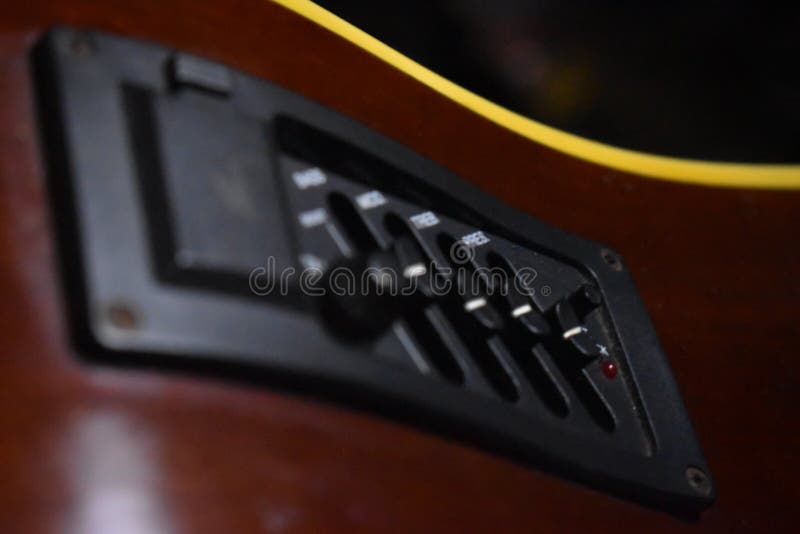 Equalizers Volume Control on Guitar Body Stock Image - Image of display ...
