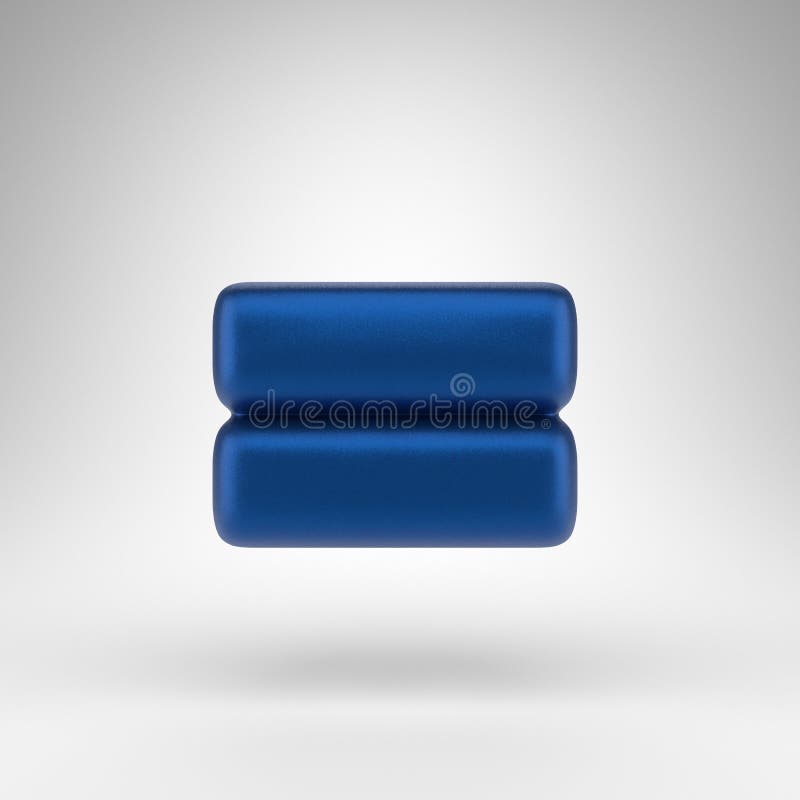 Equals Symbol on White Background. Anodized Blue 3D Sign with Matte ...