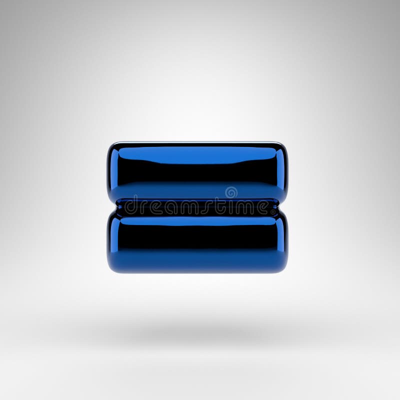 Equals Symbol on White Background. Blue Chrome 3D Sign with Glossy ...