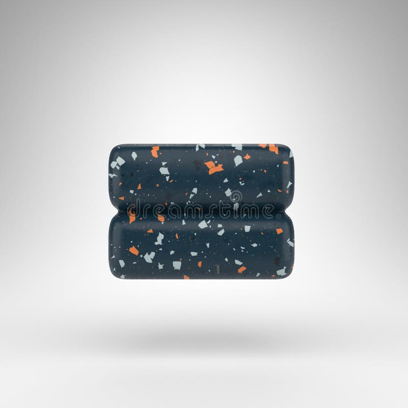 Equals Symbol on White Background. 3D Sign with Blue Terrazzo Pattern ...