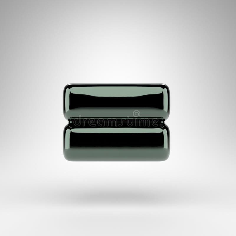 Equals Symbol on White Background. Green Chrome 3D Sign with Glossy ...