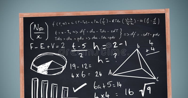 Math Equations Written On Blackboard Stock Illustration - Illustration ...