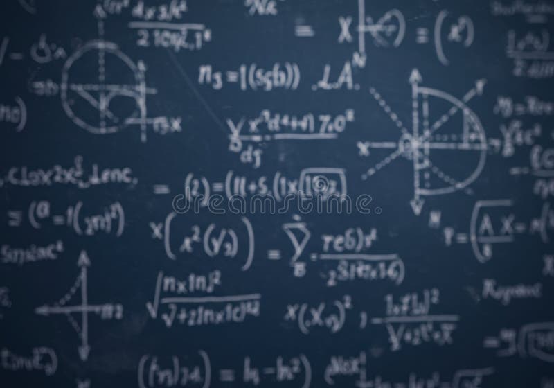 Equations and Formulas Written on Chalkboard Surface Stock Illustration ...