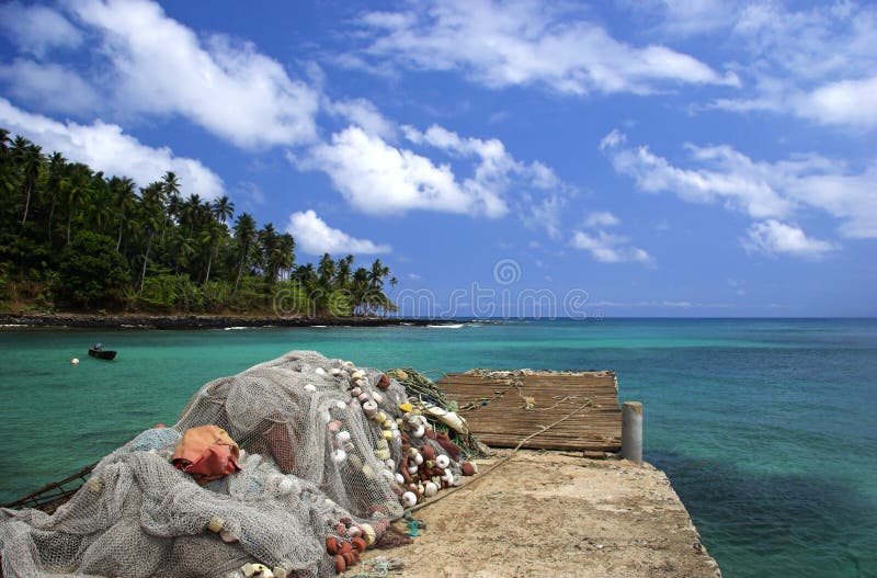 Equator Beach stock photo. Image of pier, clouds, beauty - 7930684