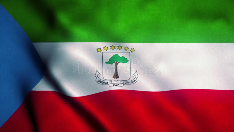 Equatorial Guinea Flag Waving in the Wind. National Flag of Equatorial ...