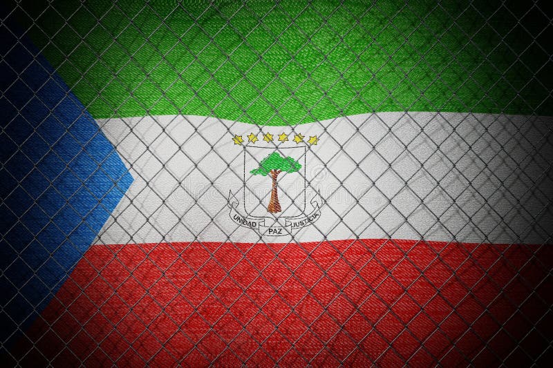 Equatorial Guinea Flag and Wire Mesh Fence Stock Illustration ...