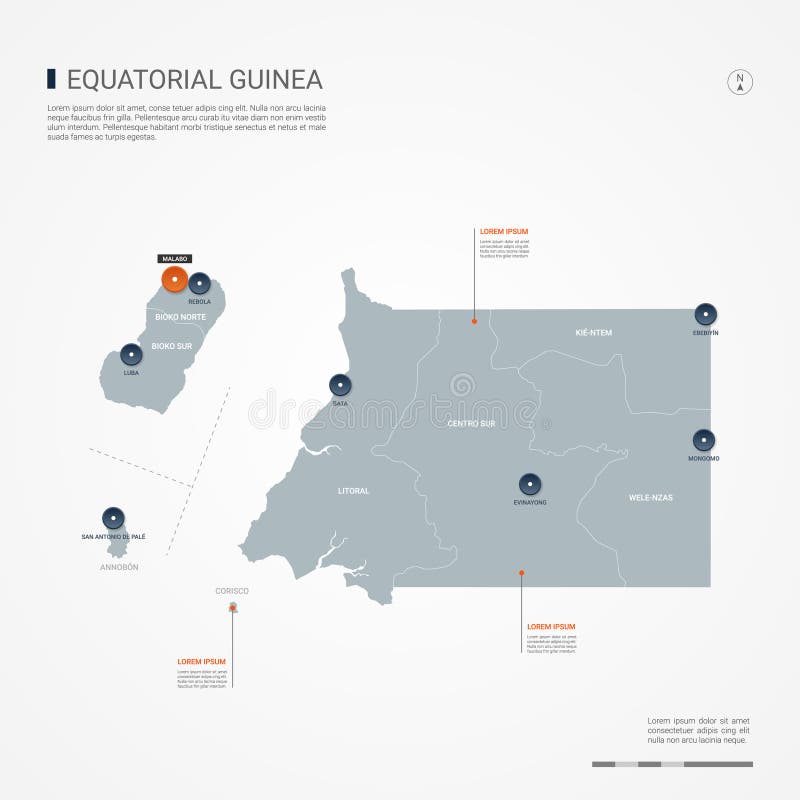 Equatorial Guinea Infographic Map Vector Illustration. Stock Vector ...