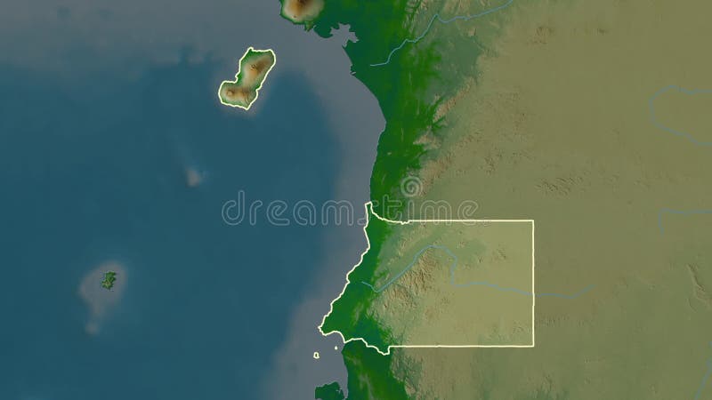 Equatorial Guinea Map - Solid. Regions. Physical. Labels Stock Footage ...