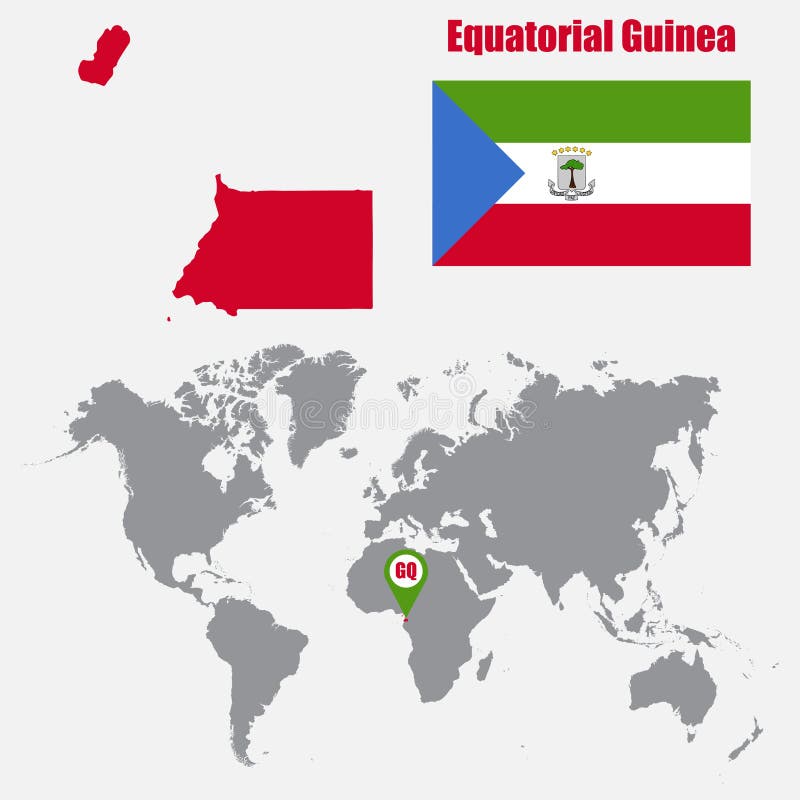 Equatorial Guinea Map On A World Map With Flag And Map Pointer. Vector ... Equatorial Guinea Map On A World Map With Flag And Map Pointer. Vector ...