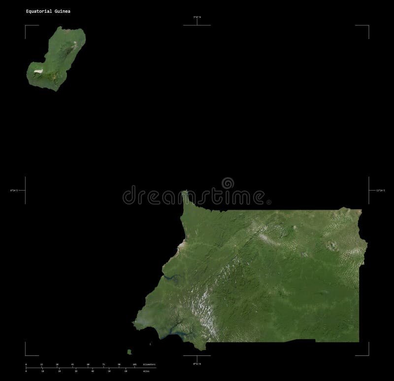 Equatorial Guinea Shape on Black. High-res Satellite Stock Illustration ...