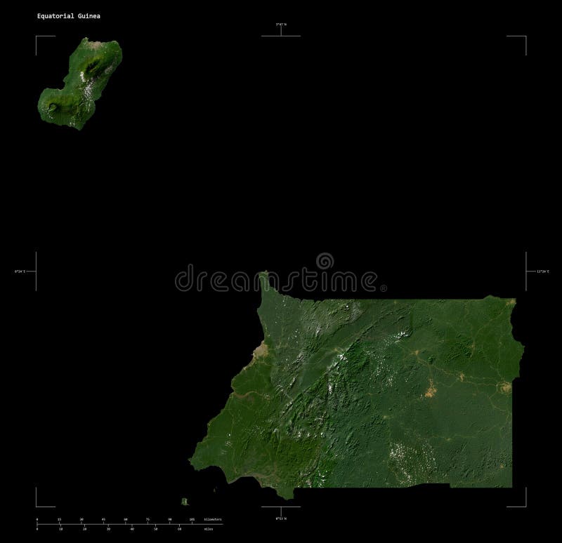 Equatorial Guinea Shape on Black. Low-res Satellite Stock Illustration ...