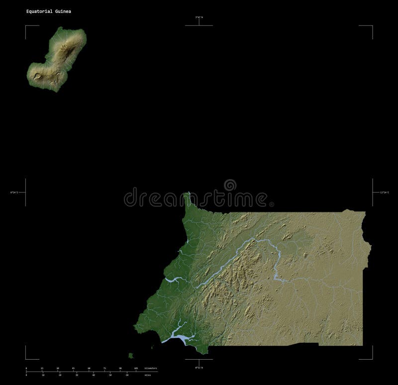Equatorial Guinea Shape on Black. Pale Stock Illustration ...