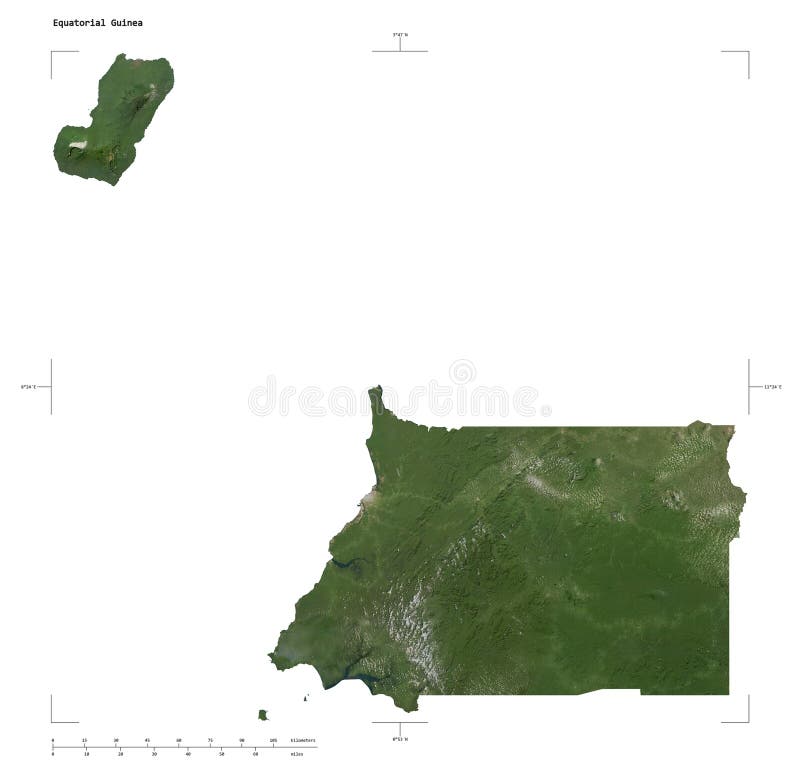 Equatorial Guinea Shape on White. High-res Satellite Stock Illustration ...