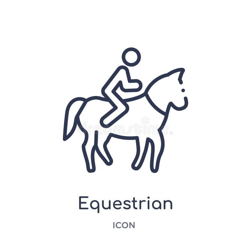 Equestrian Icon Lined Art Set. Collection of Outlined Horse Riding ...