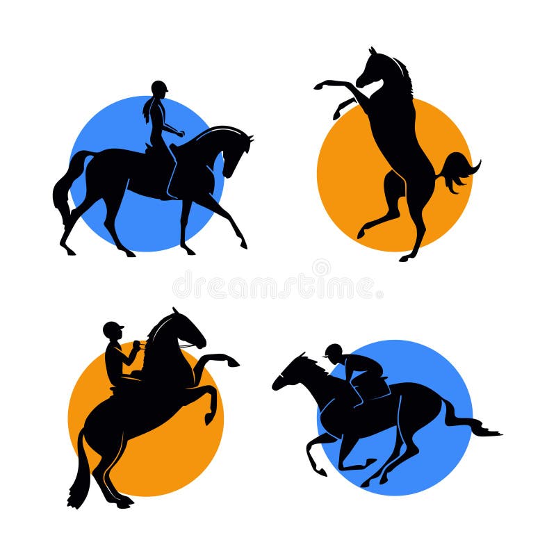 Equestrian Icons Flat Vector Illustration Stock Vector - Illustration ...
