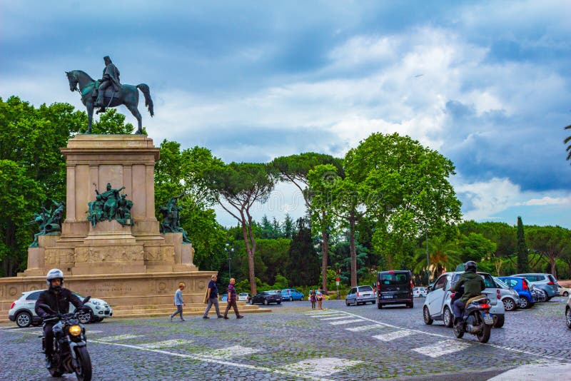 Piazza Garibaldi Rome City Skyline Italy Editorial Stock Photo - Image ...