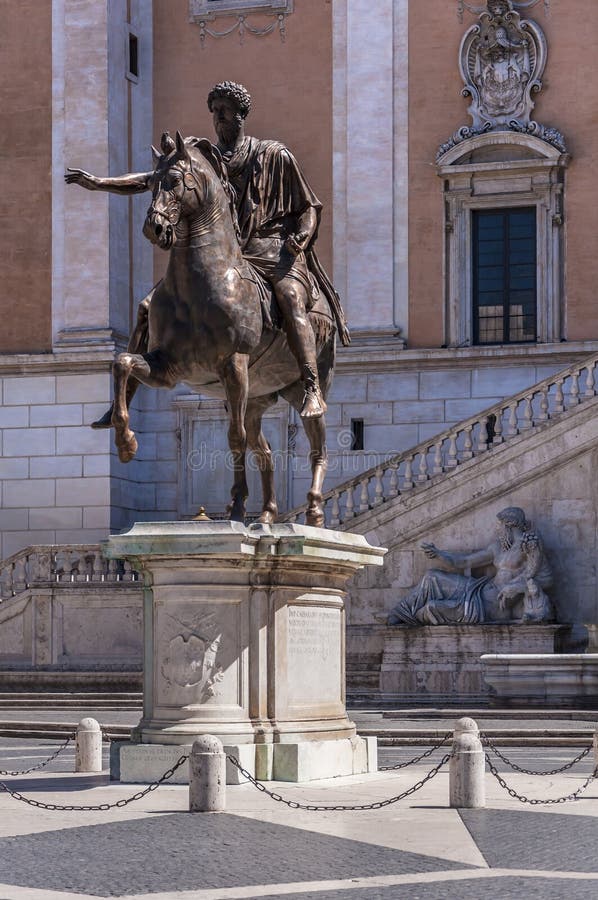 Equestrian Statue of Marcus Aurelius Stock Photo - Image of italian ...