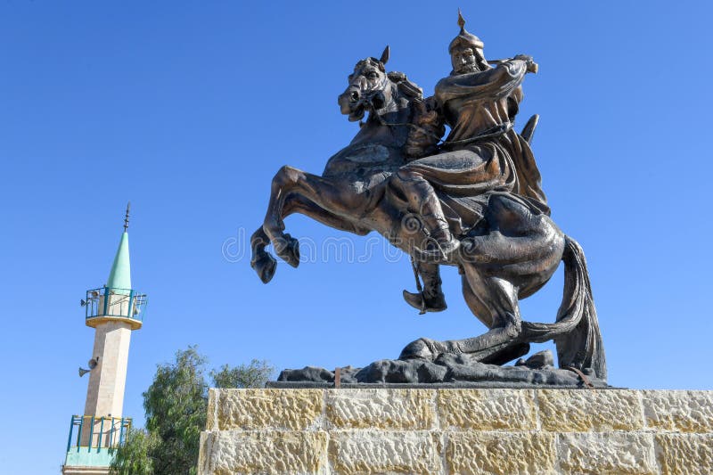 Equestrian Statue of Saladin at Karak in Jordan Stock Photo - Image of ...