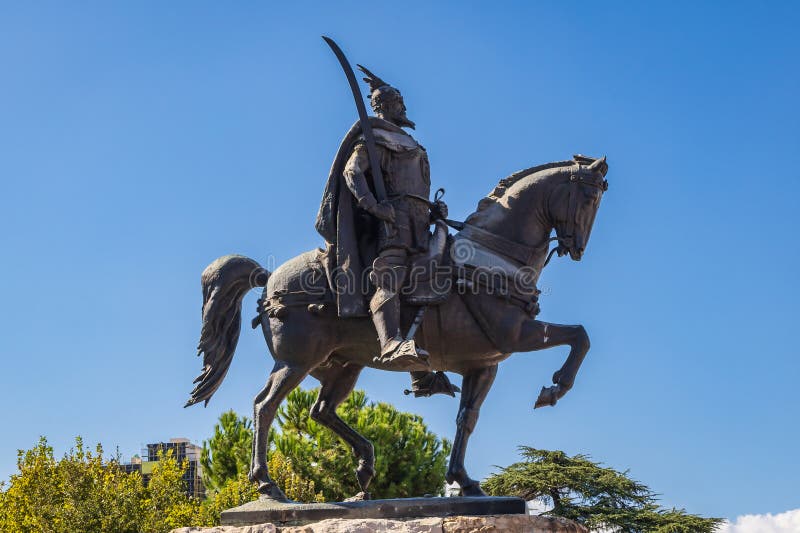 Equestrian Statue of Skanderbeg in Skanderbeg Square, Tirana Editorial ...