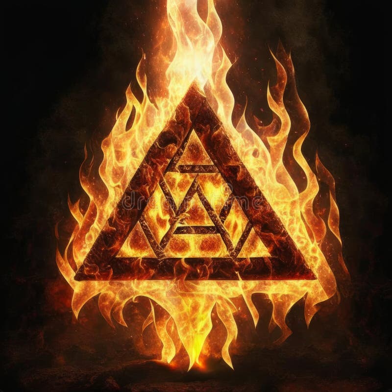 An Equilateral Triangle - the Symbol of the Sun Burns with Fire. Stock ...