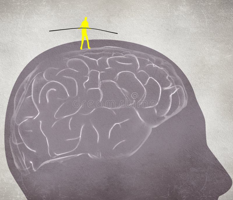 Equilibrist Walking on the Brain Stock Illustration - Illustration of ...