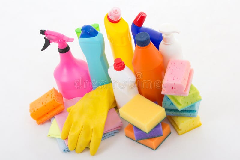 Equipamento Colorido Da Limpeza No Branco Foto de Stock - Imagem de ...