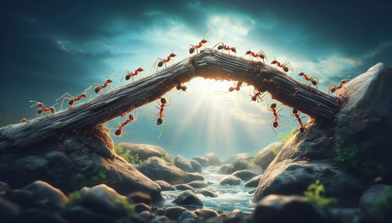 Equipe De Formigas Construindo Ponte Ilustração Stock - Ilustração de ...
