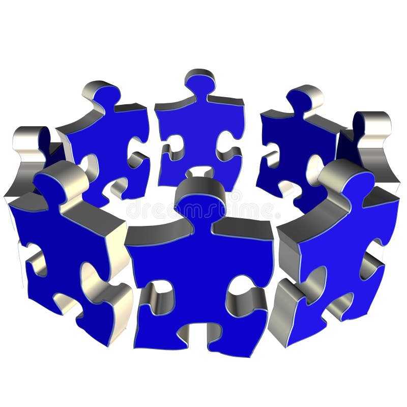 Equipa azul Puzzle ilustração stock. Ilustração de equipe - 4413971