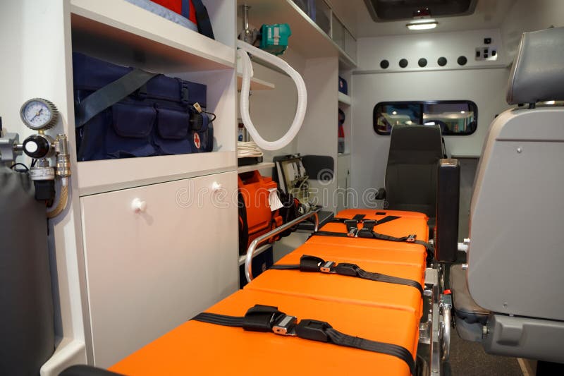 Inside a Paramedic Ambulance Stock Photo - Image of healthcare, cots ...