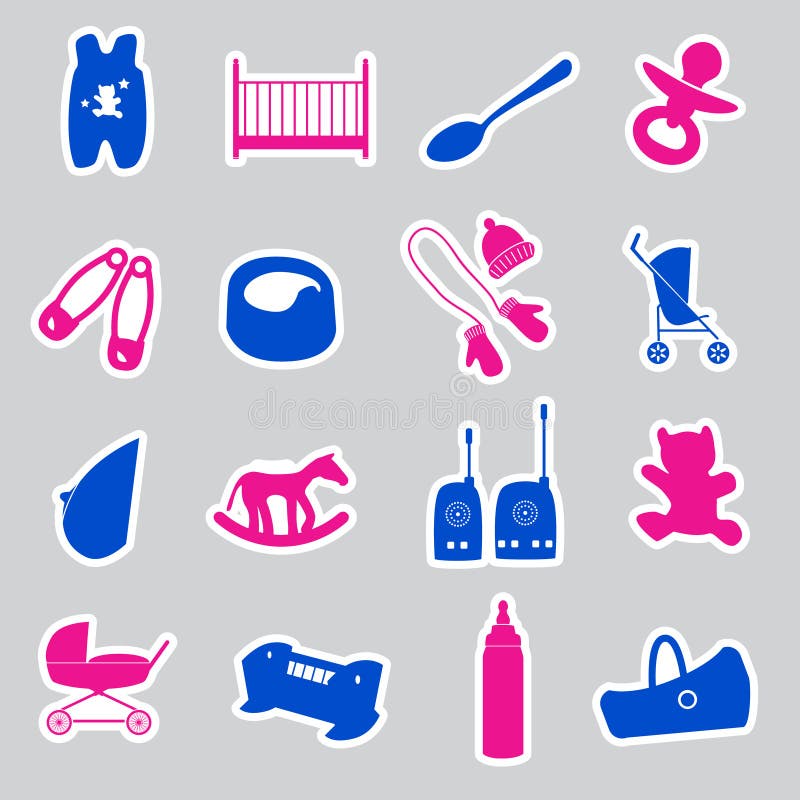 Baby Stickers. Kids, Children Design Elements for Scrapbook. Decorative ...