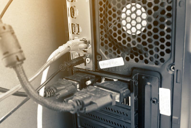 Equipment at Back of Cpu Case Sush As Lan Wire,cable Wire Stock Image ...