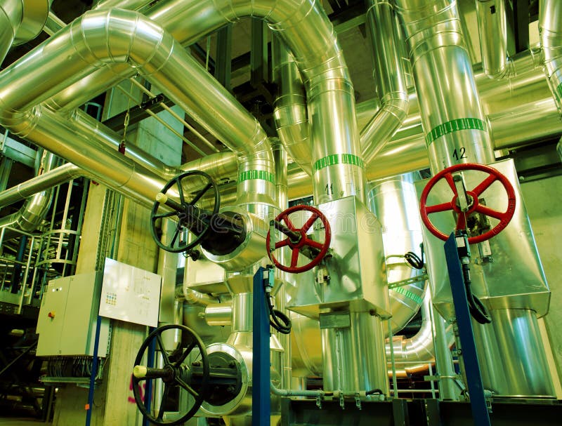 Equipment, Cables And Piping At Plant Stock Image - Image of piping ...