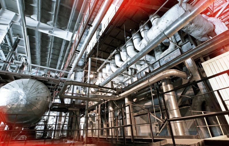 Equipment, Cables and Piping Stock Image - Image of plant, machine ...