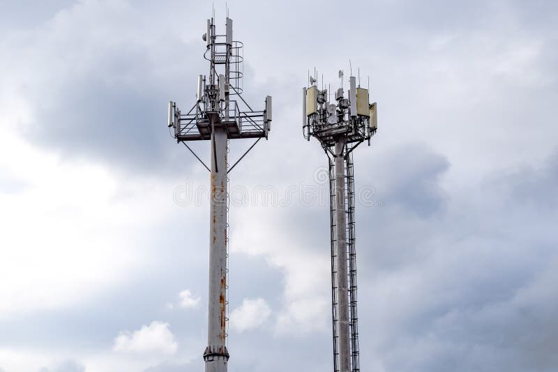 Equipment on Cell Phone Towers Stock Photo - Image of base, frame ...