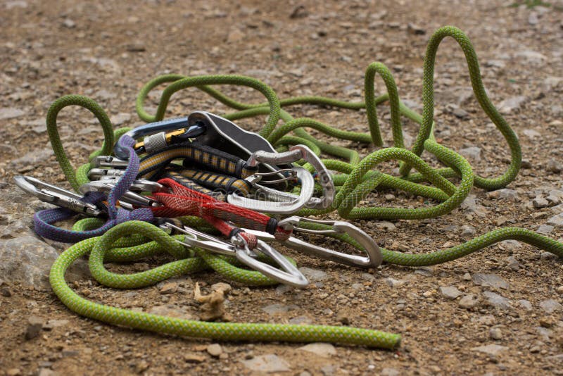 Equipment for Climbing are on the Rope. Stock Image - Image of athletic ...
