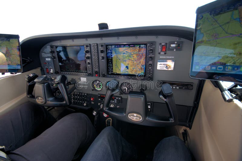 Cockpit of a Cessna Cardinal Airplan Stock Image - Image of high ...