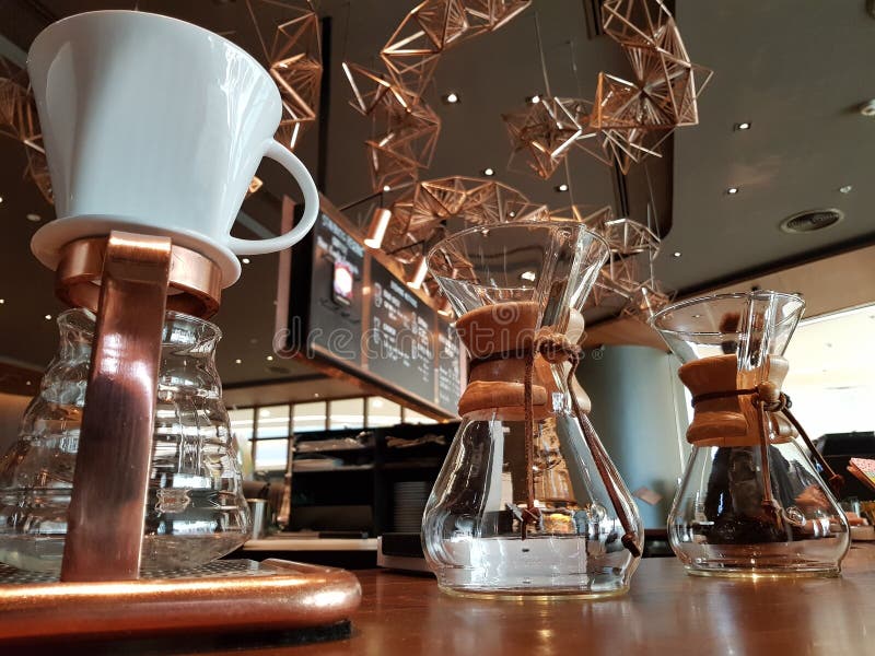 The Equipment of Coffee Drip and Tea Brewing Method on Counter at ...