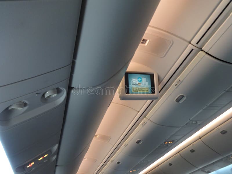 A ceiling of an airplane stock photo. Image of door - 123541106