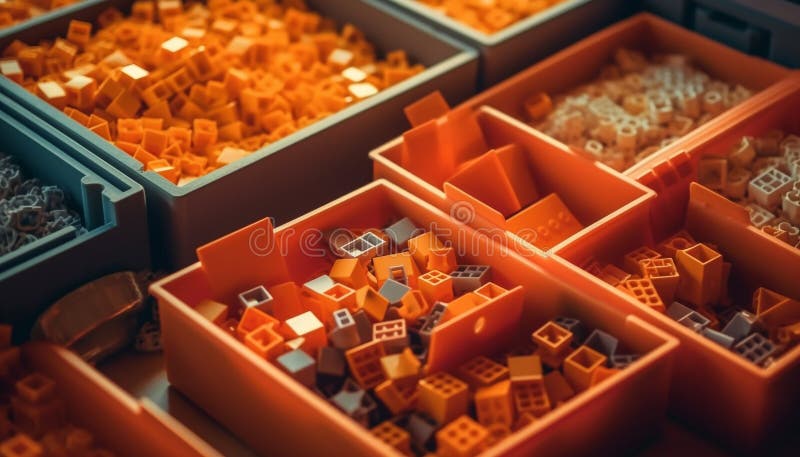 Equipment in Construction Industry Stack Large Containers in Warehouse ...