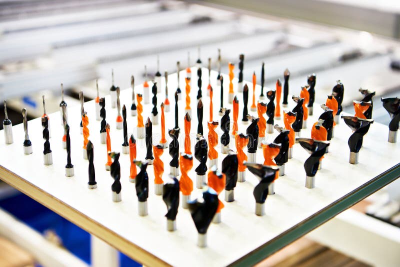 Set of Milling Cutters for Wood Stock Photo - Image of workshop ...