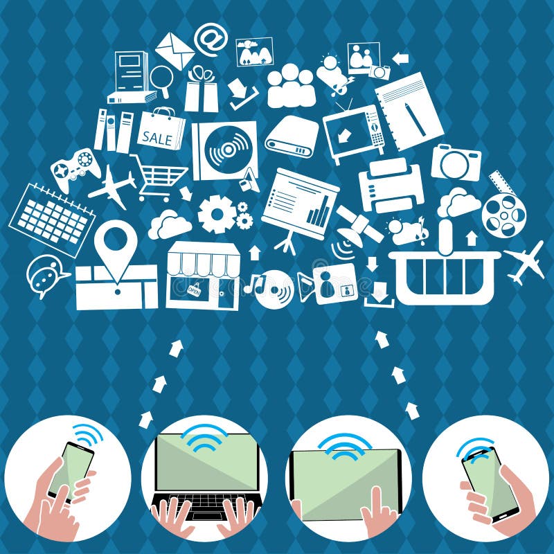 It Equipment in Data Connectivity and Data Sharing Stock Vector ...