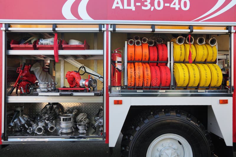 Equipment of fire truck editorial photo. Image of hose - 28886751
