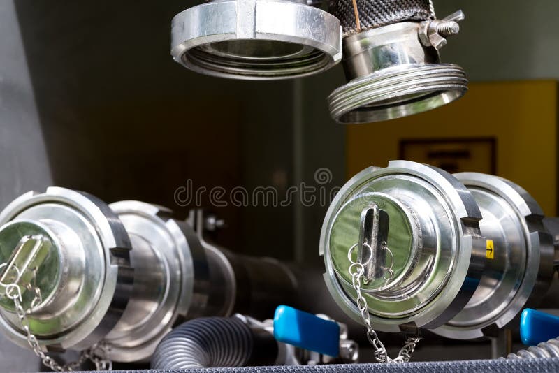 Equipment of Fire Truck. Valves. Stock Photo - Image of inside ...