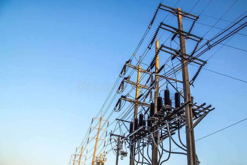 Equipment of High Voltage Electric and Electric Wire Line on Pol Stock ...