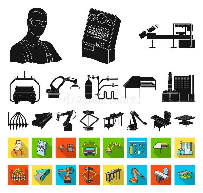 Equipment and Machine Black,flat Icons in Set Collection for Design ...
