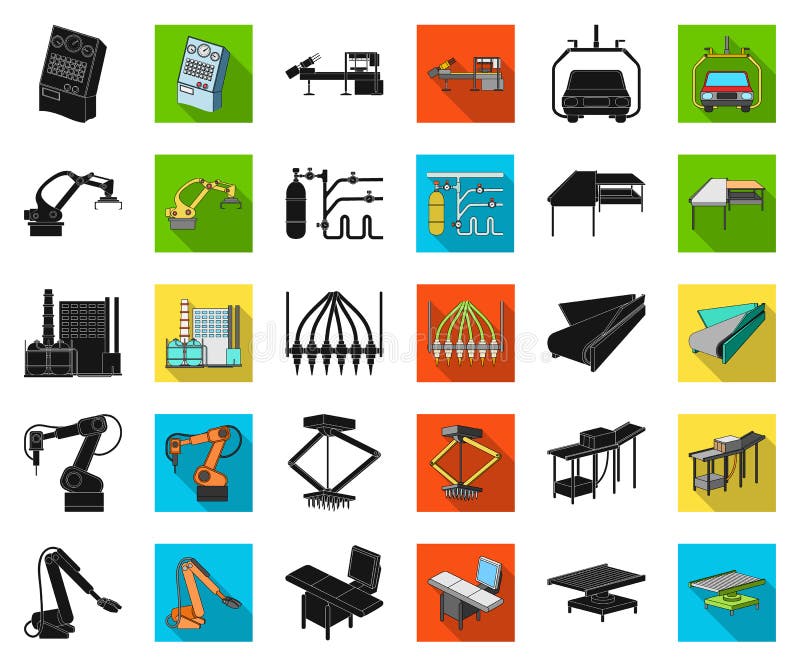 Equipment and Machine Black,flat Icons in Set Collection for Design ...