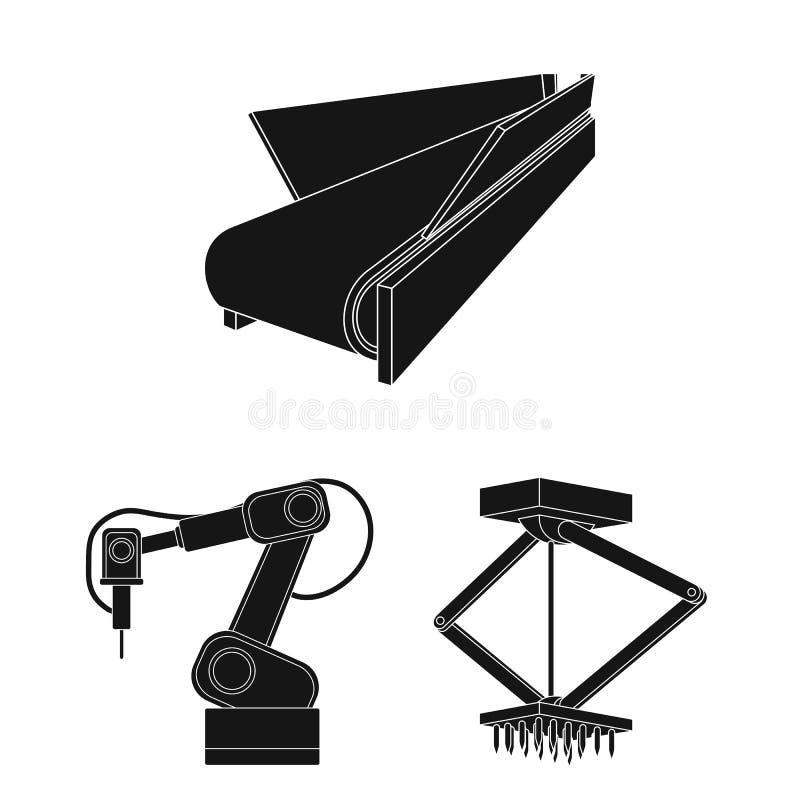Equipment and Machine Black Icons in Set Collection for Design ...