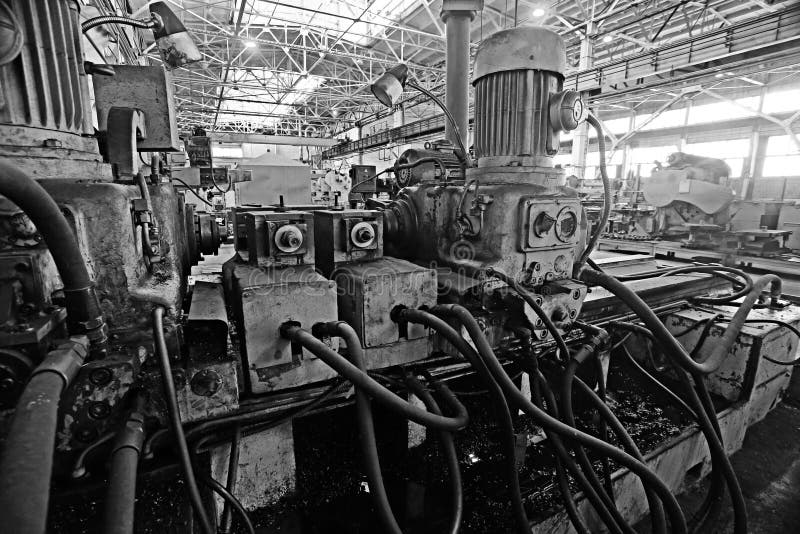 Old Machinery in Old Factory Stock Image - Image of machinery, blue ...