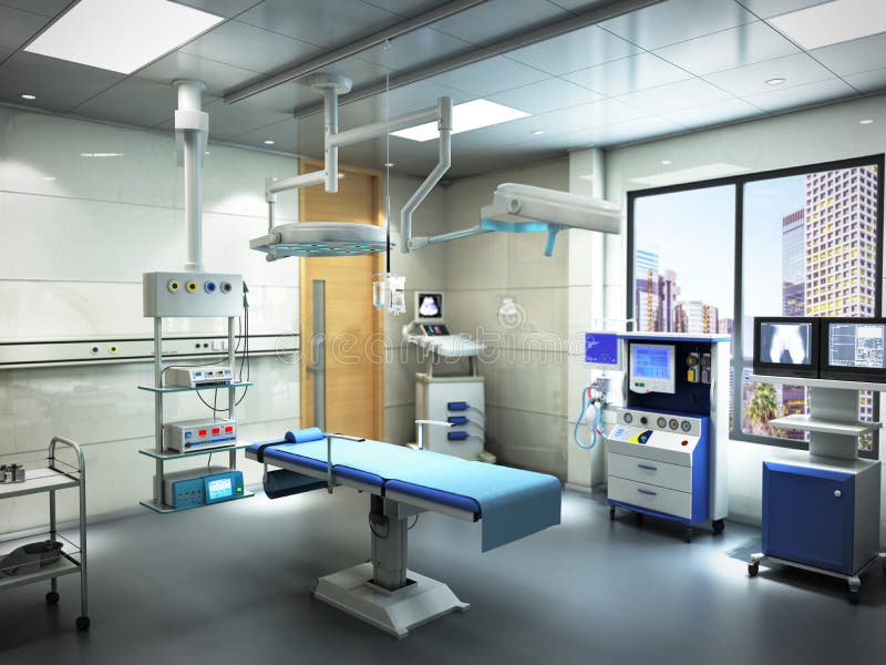 Equipment and Medical Devices in Modern Operating Room 3d Render Stock ...